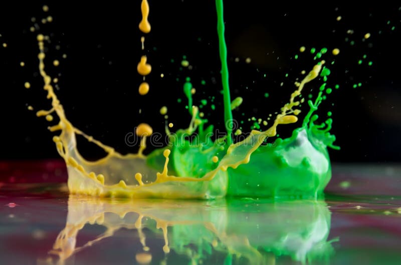 Bursts and Splashes from Falling Paints of Different Colors Stock Image ...