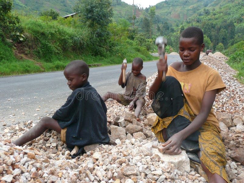 Burundi Children Break Rocks Editorial Photography - Image of gravel ...