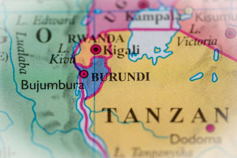 Burundi Highlighted on a World Map Stock Image - Image of marker ...