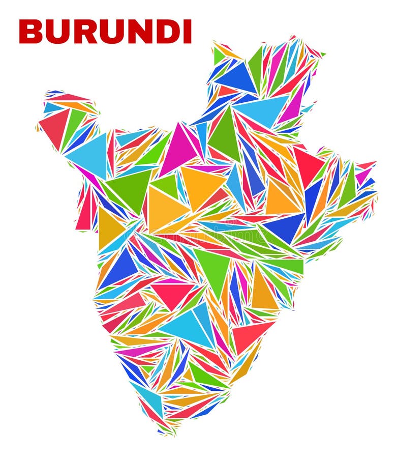 Burundi Map - Mosaic of Color Triangles Stock Vector - Illustration of ...