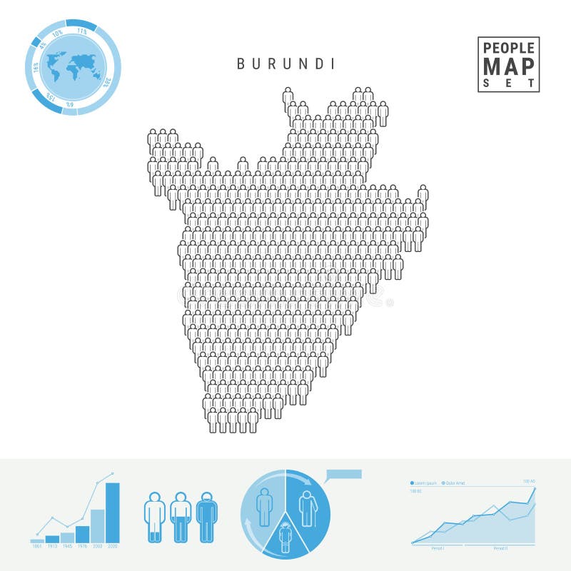 Burundi People Icon Map. Stylized Vector Silhouette of Burundi ...