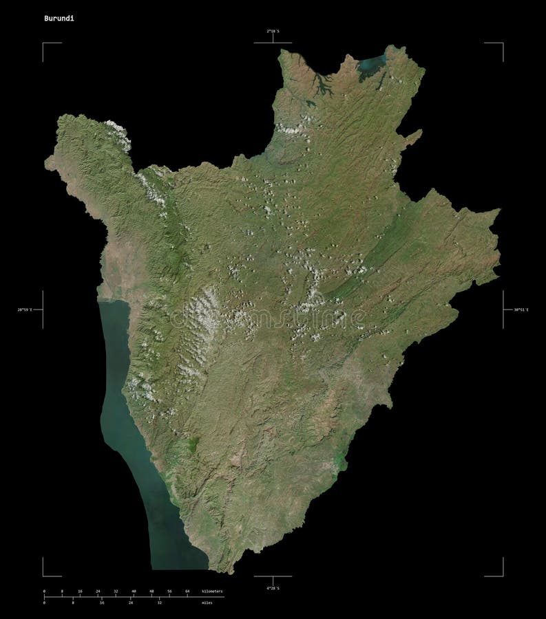 Burundi Shape on Black. High-res Satellite Stock Illustration ...