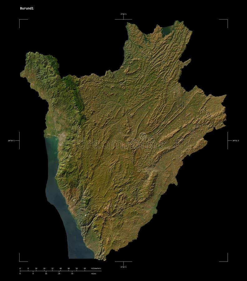 Burundi Shape on Black. Low-res Satellite Stock Illustration ...