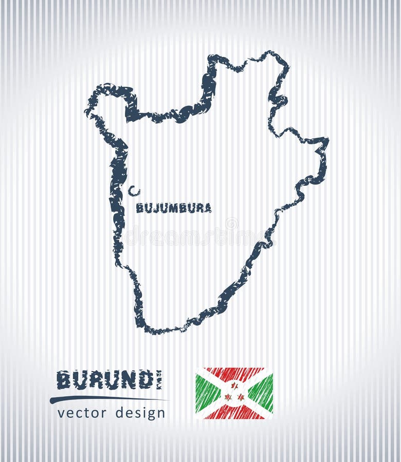 Burundi Vector Chalk Drawing Map Isolated on a White Background Stock ...
