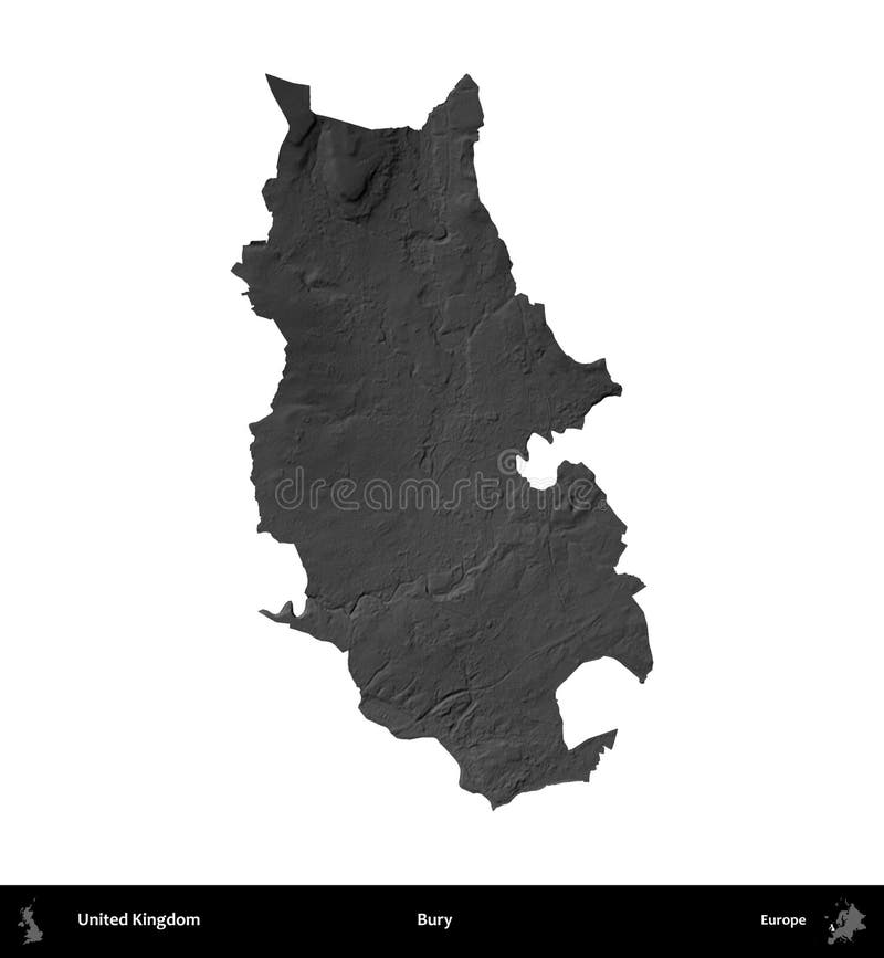 Bury, United Kingdom, Isolated on White. Grayscale Stock Illustration ...