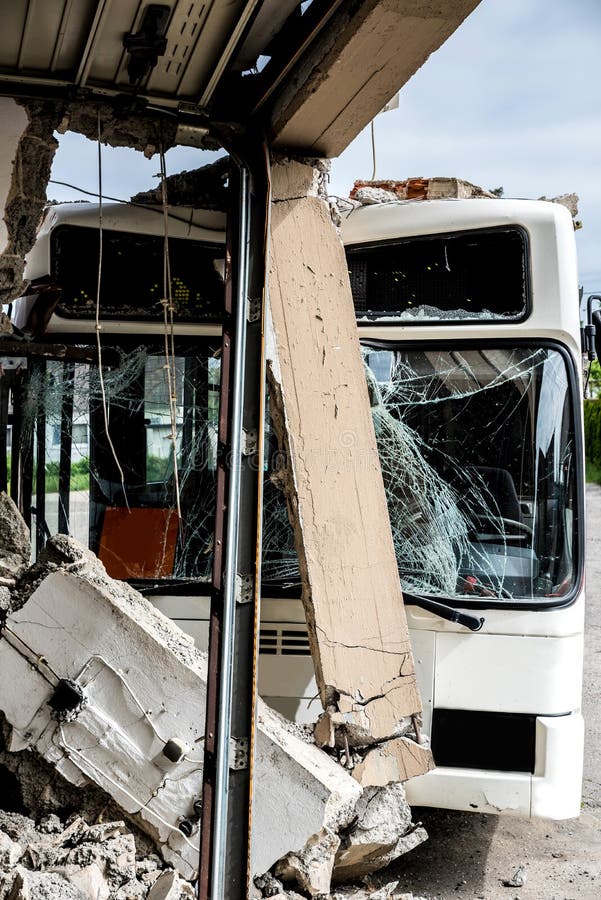 Bus accident stock photo. Image of destructive, destruction - 61182152