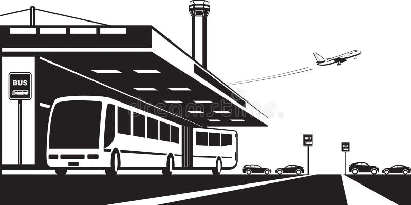 Bus from Airport Terminal To Parking Stock Vector - Illustration of ...