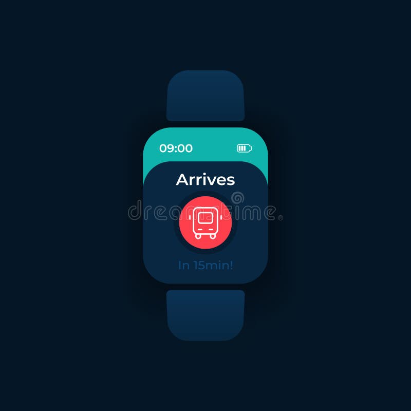 Bus Arrival Smartwatch Interface Vector Template Stock Vector ...