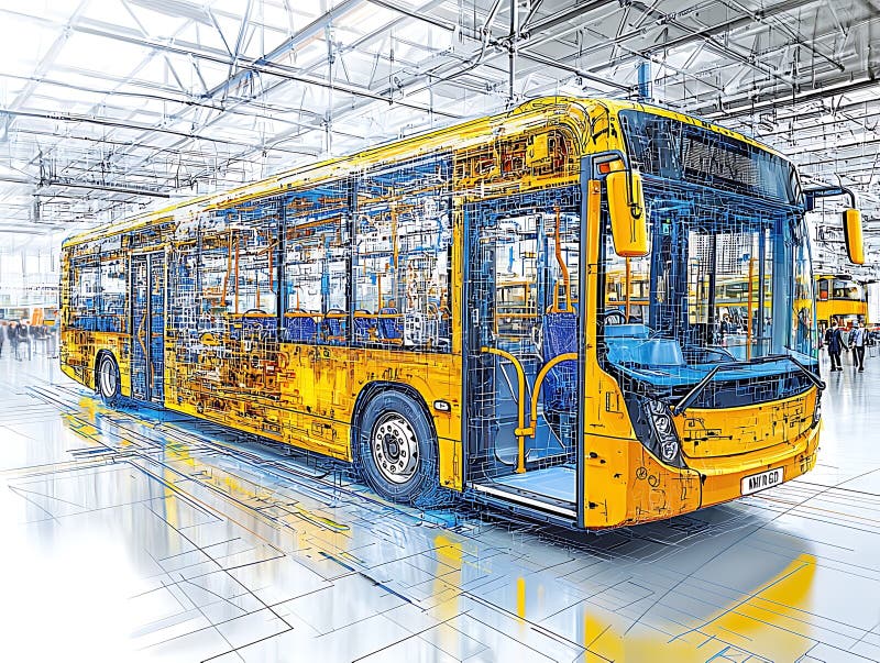 Bus Assembly Plant CAD Design Stock Illustration - Illustration of ...