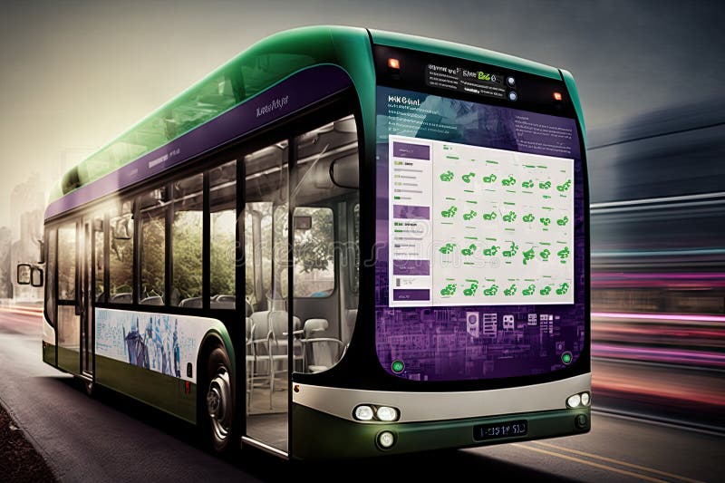 Bus with Augmented Reality Screens, Showing the Route and Upcoming ...