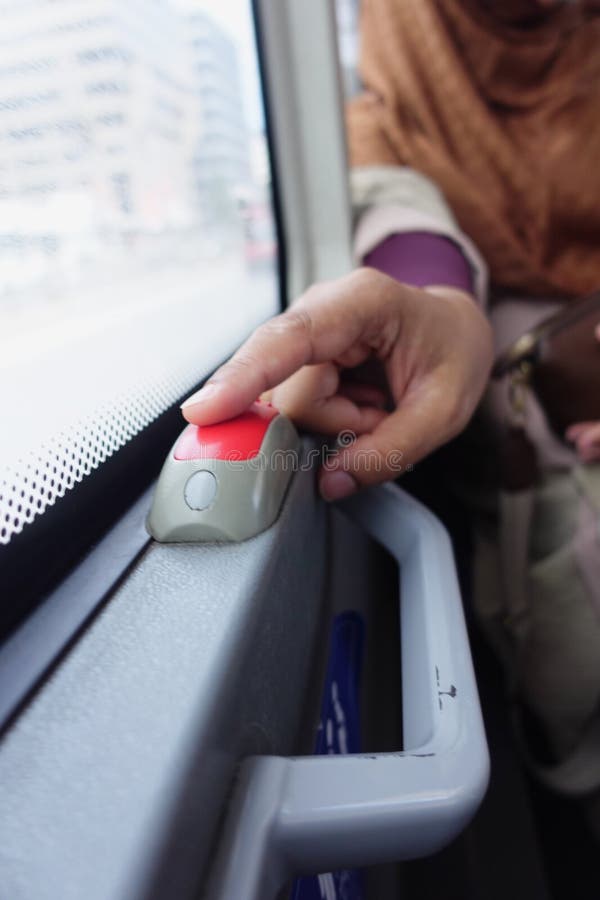 Closeup of Bus Bell Switch for Stop Inside the Public Bus Stock Image ...