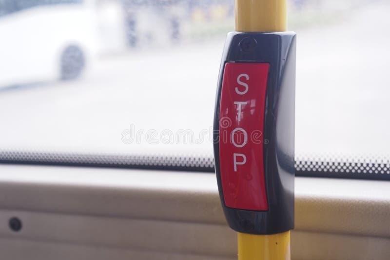 Closeup of Bus Bell Switch for Stop Inside the Public Bus Stock Image ...