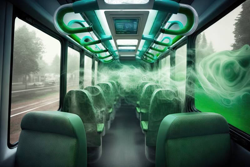 A Bus Cabin with Bacteria Growing on Window, Creating a Unique and ...