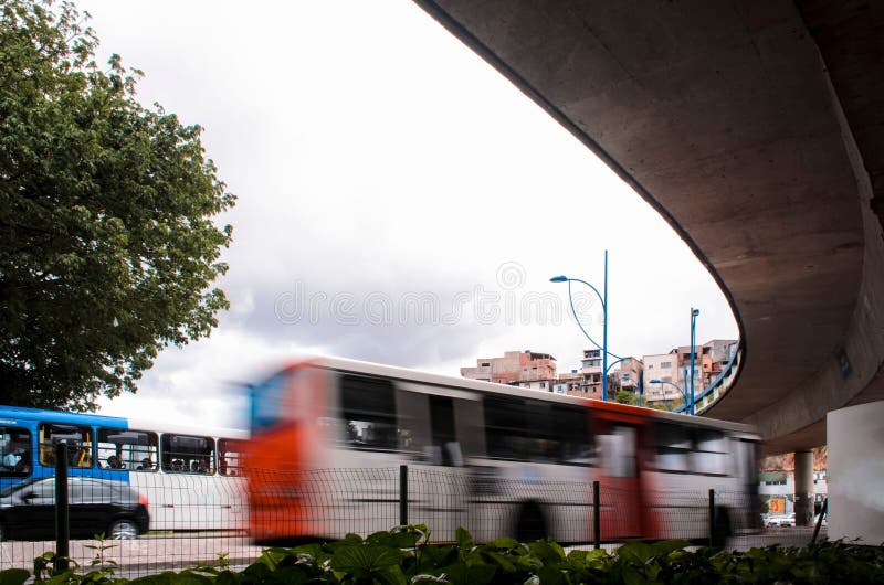 Bus Captured in Low-speed Movement on the Streets Editorial Stock Photo ...