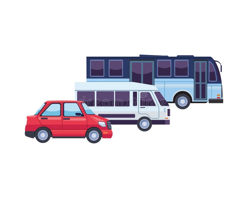 Bus and Cars Transport Vehicles Stock Vector - Illustration of auto ...