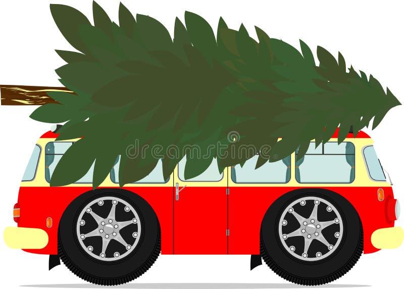 Bus and christmas tree stock vector. Illustration of seasonal - 47469444
