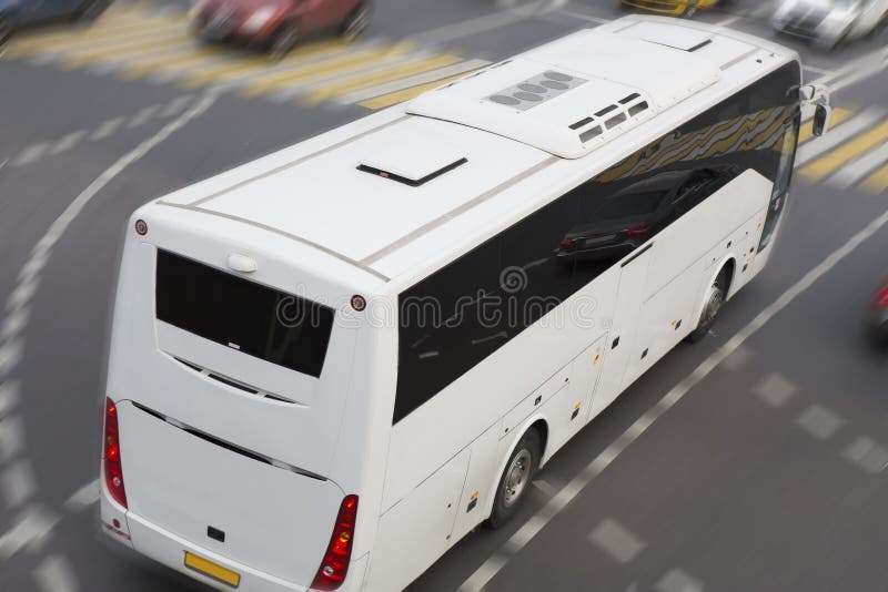 Bus at the City Intersection Stock Image - Image of public, motion ...