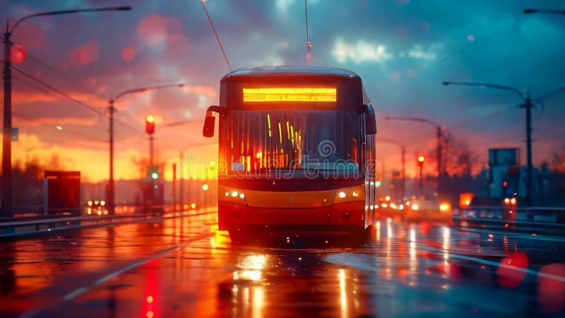 Bus in the City at Night. Bus on the Street Stock Footage - Video of ...