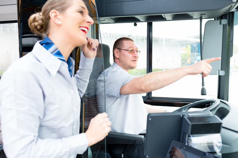 Bus or Coach Driver and Tourist Guide Stock Photo - Image of work ...