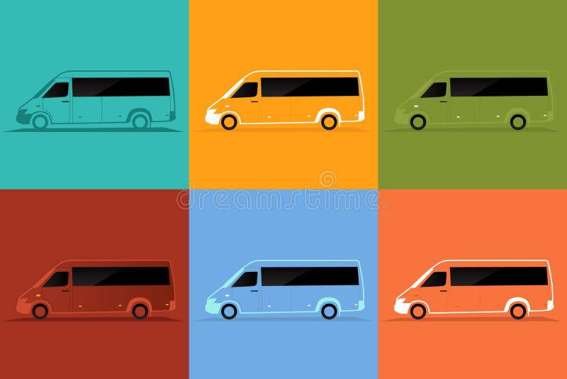 Bus Color Set Vector Illustration Stock Vector - Illustration of ...