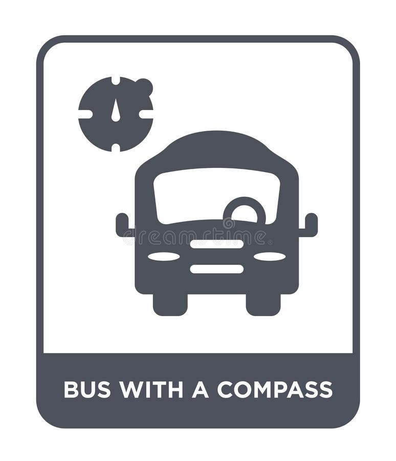 Bus with a Compass Icon in Trendy Design Style. Bus with a Compass Icon ...