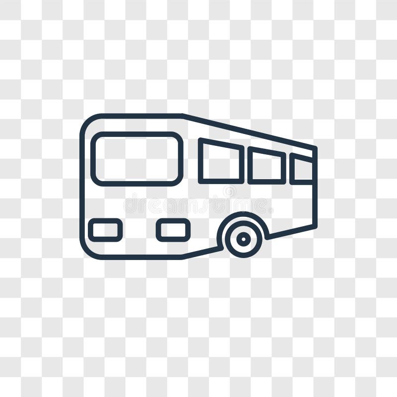 Bus Concept Vector Linear Icon Isolated on Transparent Background, Bus ...
