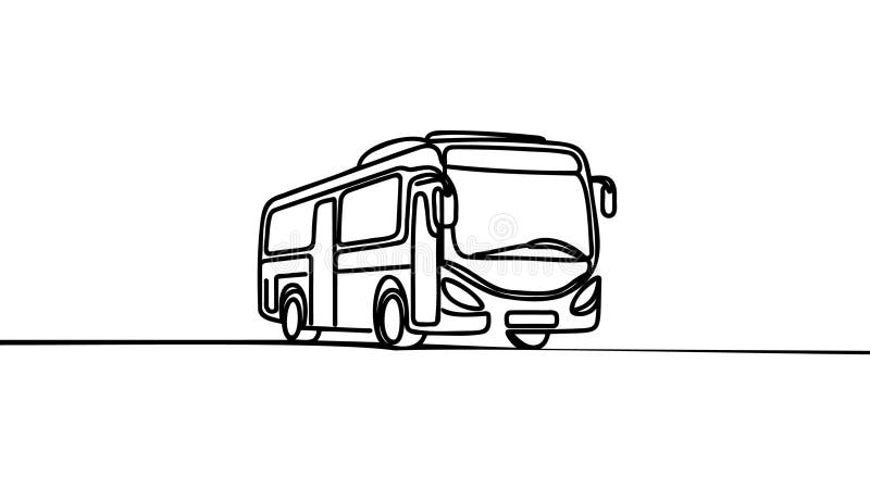 Bus Continuous Line Vector Illustration Stock Vector - Illustration of ...