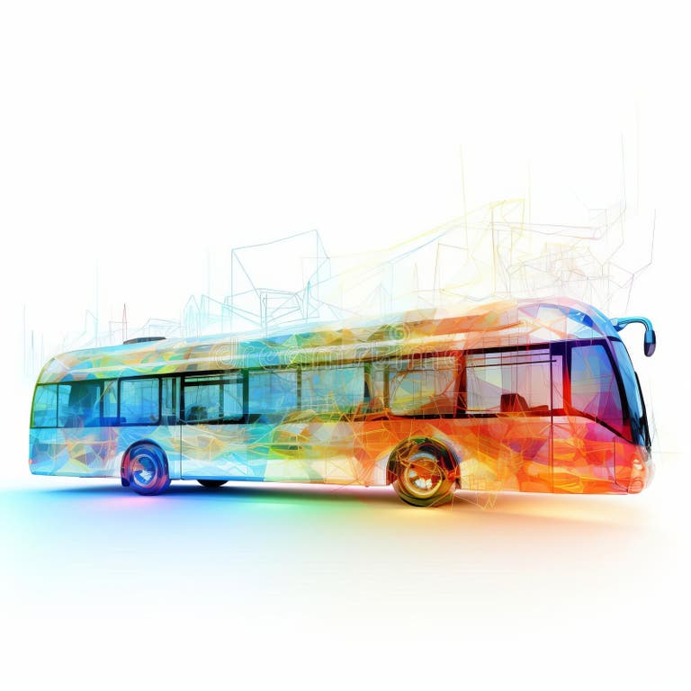 Modern Bus Design with Vibrant Colors and Abstract Elements Stock ...
