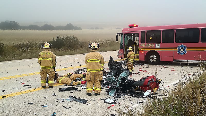 Bus Crash Response Highway Rescue Stock Image - Image of vehicle ...
