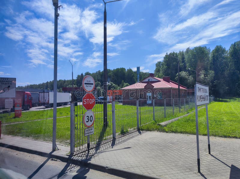 Bus Crossing the Border between Lithuania and Belarus at Kamenny Log ...