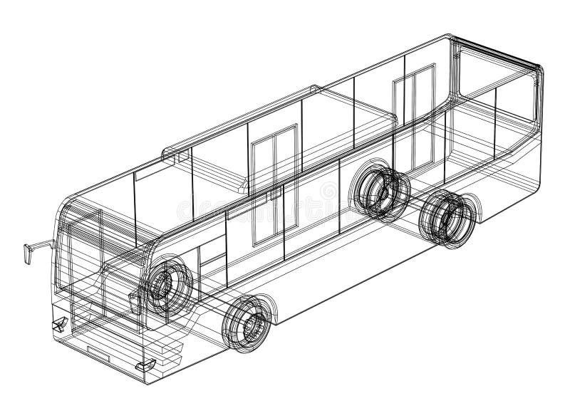 Bus 3D Blueprint - Isolated Stock Illustration - Illustration of ...