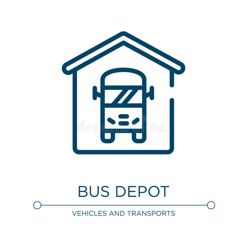 Bus Depot Icon. Linear Vector Illustration from Public Transportation ...