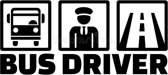 Bus driver with icons stock vector. Illustration of symbol - 107094683