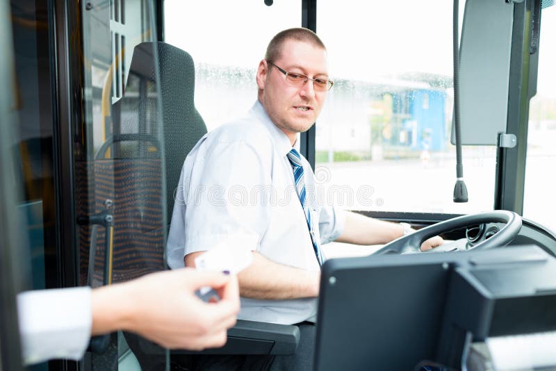 Bus Driver Selling Tickets in Bus Stock Photo - Image of selling ...