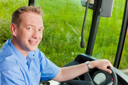 Bus Driver Sitting in His Bus Stock Image - Image of urban, mass: 21336015