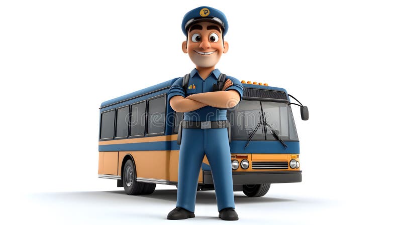 A Bus Driver in Uniform, 3D Render Style, Transparent Background. Cut ...