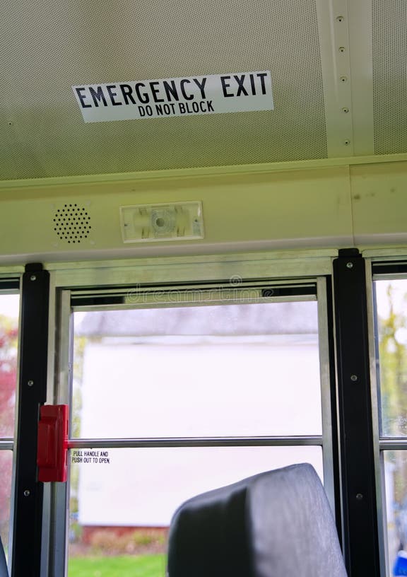 Bus Emergency Exit Decals stock image. Image of pulling - 161490933