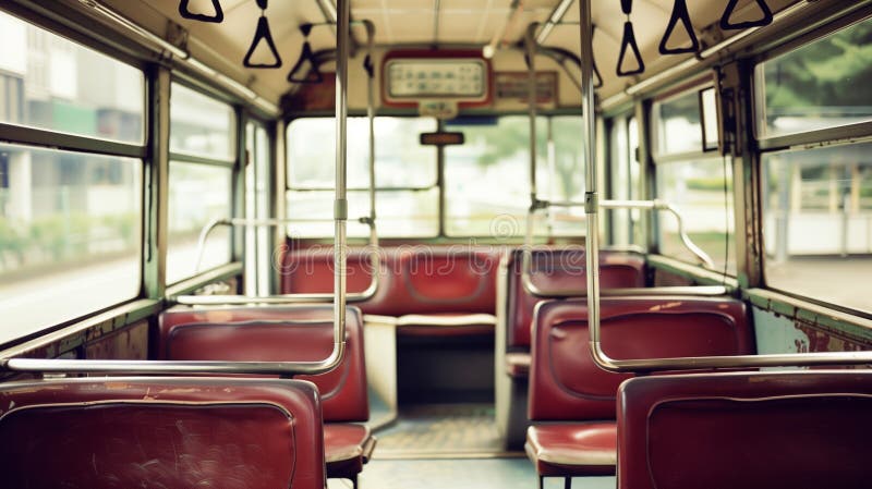 A Bus with Empty Seats and a Window. Generative AI Stock Illustration ...
