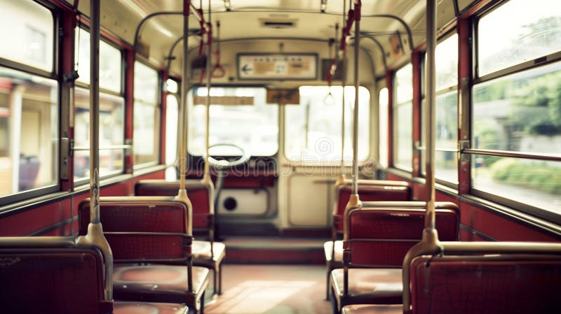 A Bus with Empty Seats and a Window. Generative AI Stock Illustration ...