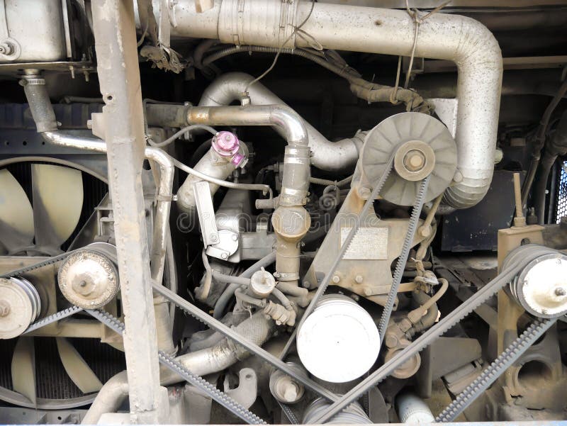Bus engine stock image. Image of engine, industry, close - 66041119
