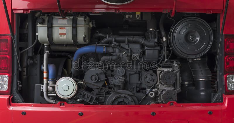 Bus engine close up stock image. Image of motor, close - 190958815