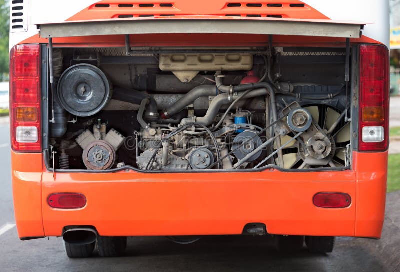 Bus engine stock image. Image of hose, hood, open, automobile - 58717287
