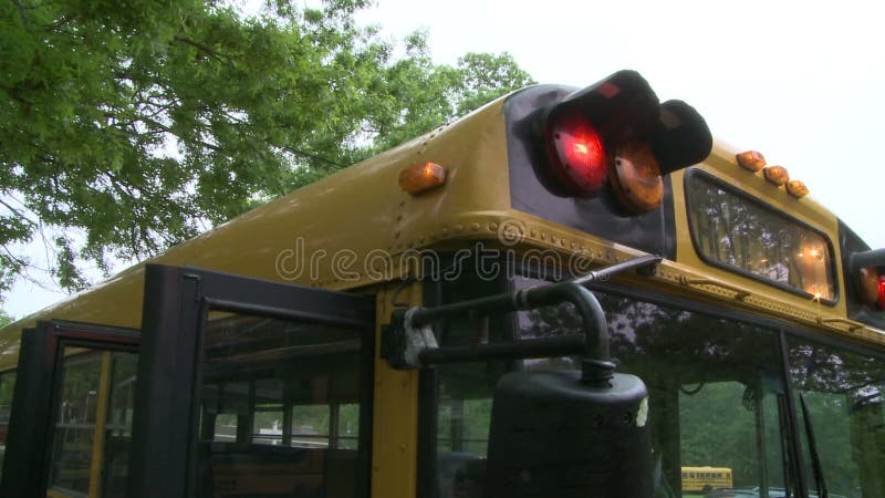 Bus with flashing lights stock footage. Video of kindergarten - 64668904