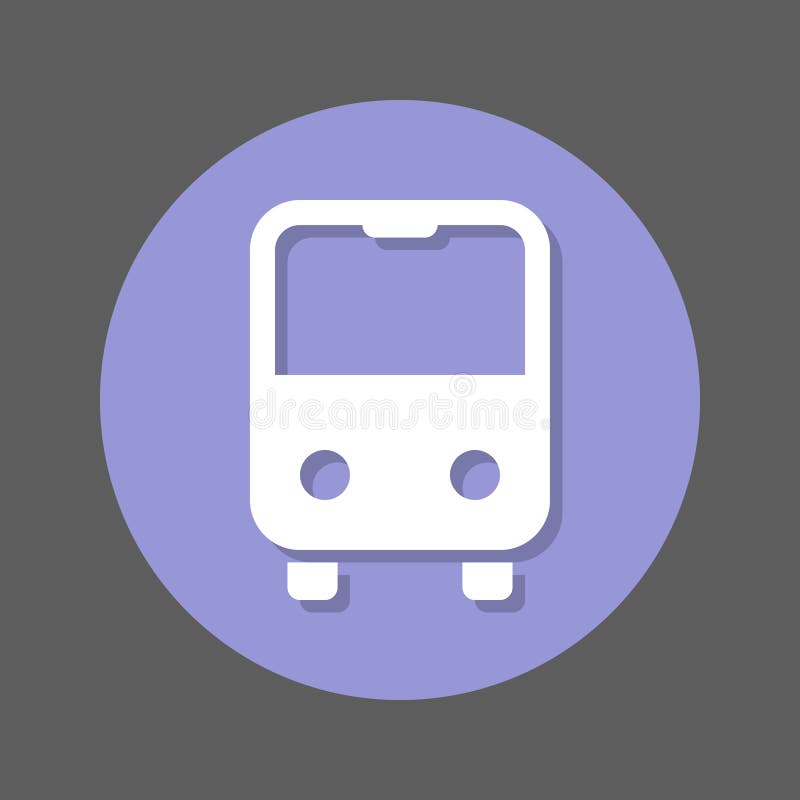 Bus Flat Icon. Round Colourful Button, Circular Vector Sign with Shadow Effect. Flat Style ...