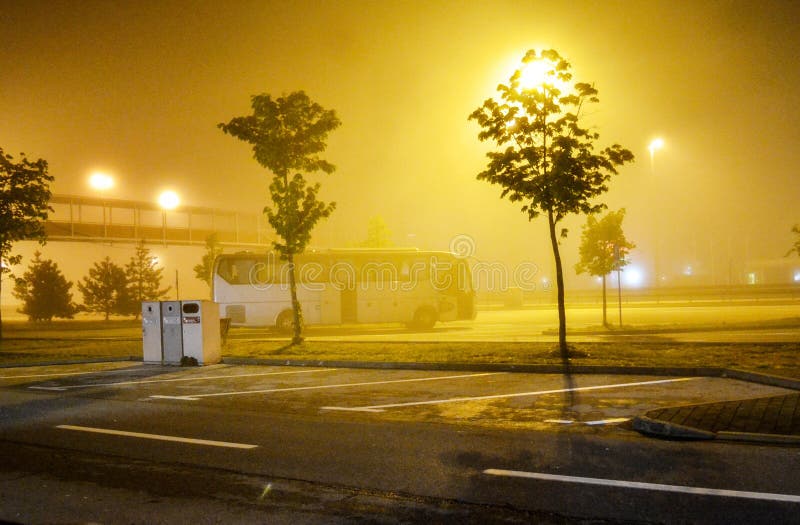 The bus in a fog stock photo. Image of hazy, public, foggy - 21111052