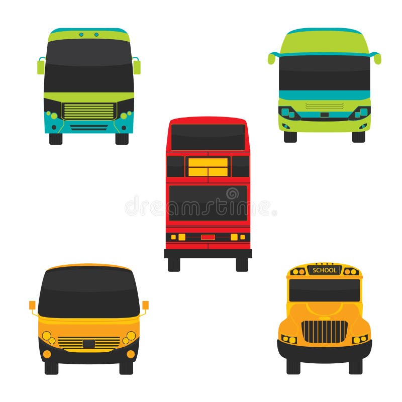 Bus Front and Transportation Vector Stock Vector - Illustration of ...