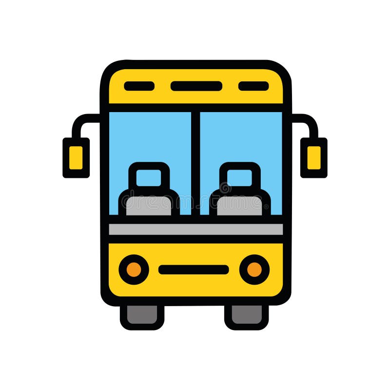 Bus Front View Double Door Public Transport Icon Stock Illustration ...
