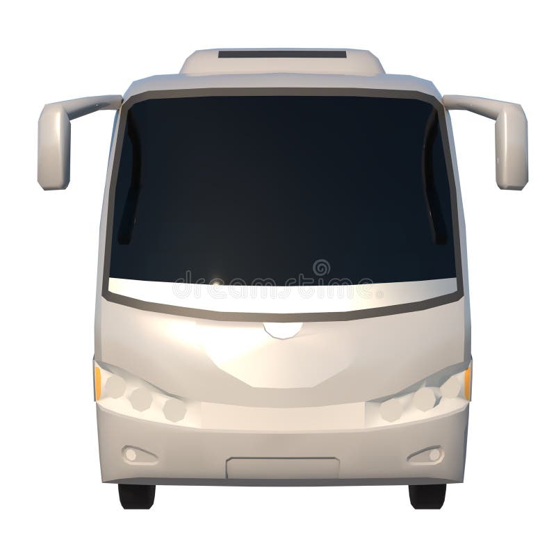 Bus 1-Front View White Background 3D Rendering Ilustracion 3D Stock ...