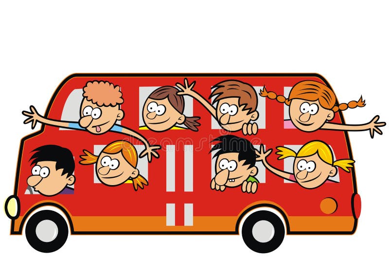 Bus and Funny Kids. Humorous Vector Illustration. Stock Vector ...
