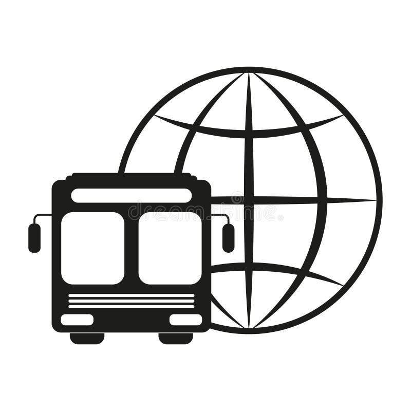 Bus with Globe. Global Transportation Concept. Black Vector ...